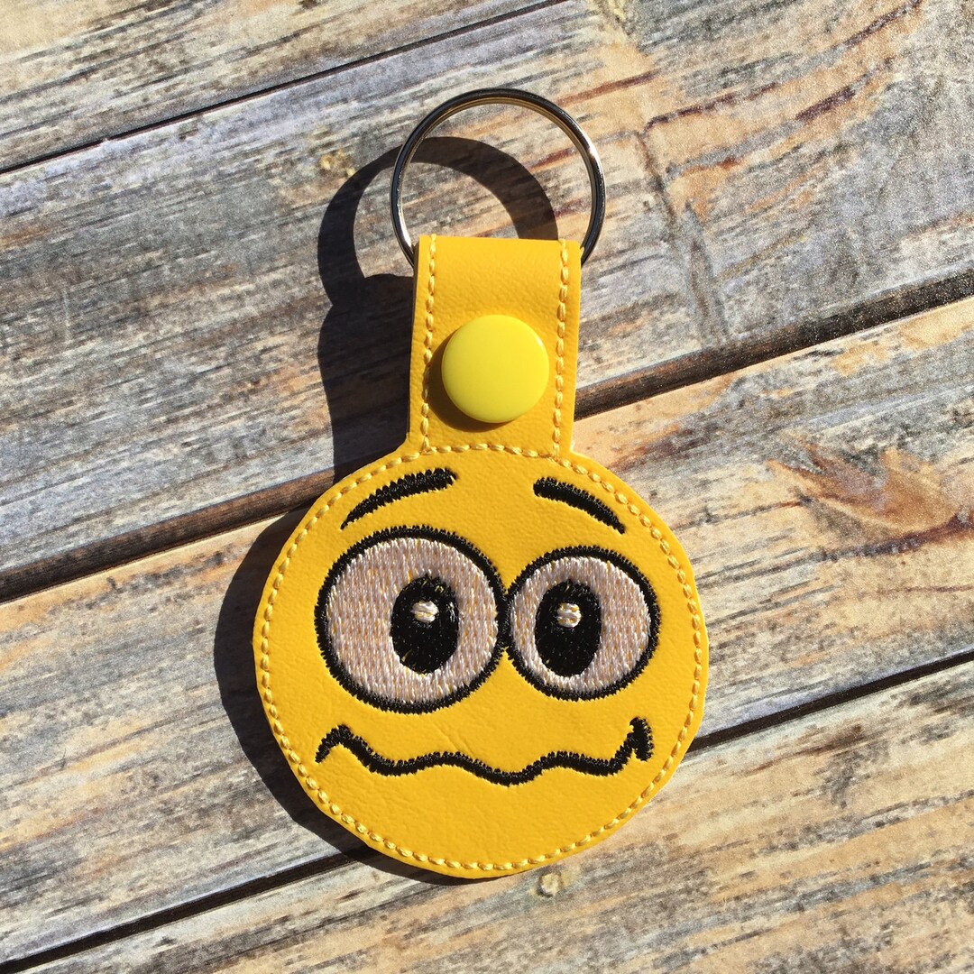 Smiley Goofy Face Fob Snap/rivet Key Fob DIGITAL Embroidery Design - Etsy