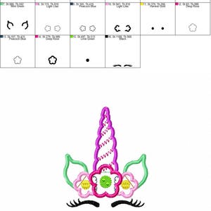 Unicorn Face Applique 3 Sizes Embroidery Design DIGITAL - Etsy