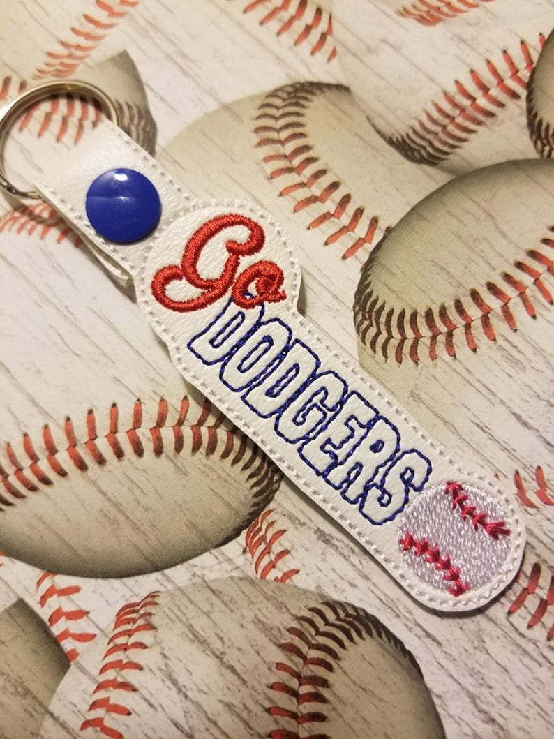 Go Dodgers Baseball Key Fob in the Hoop DIGITAL - Etsy