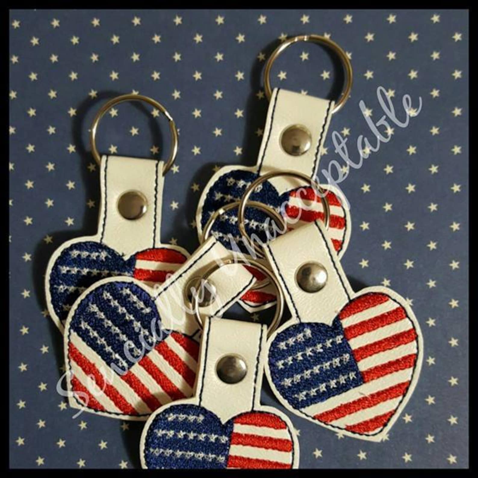 United States - USA - Flag - Key Fob DESIGN- Digital Embroidery Design ...