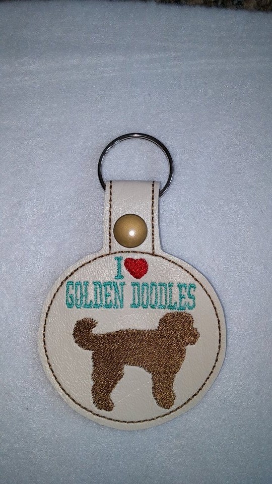 I Love Golden Doodle Circle in the Hoop Snap/rivet Key | Etsy
