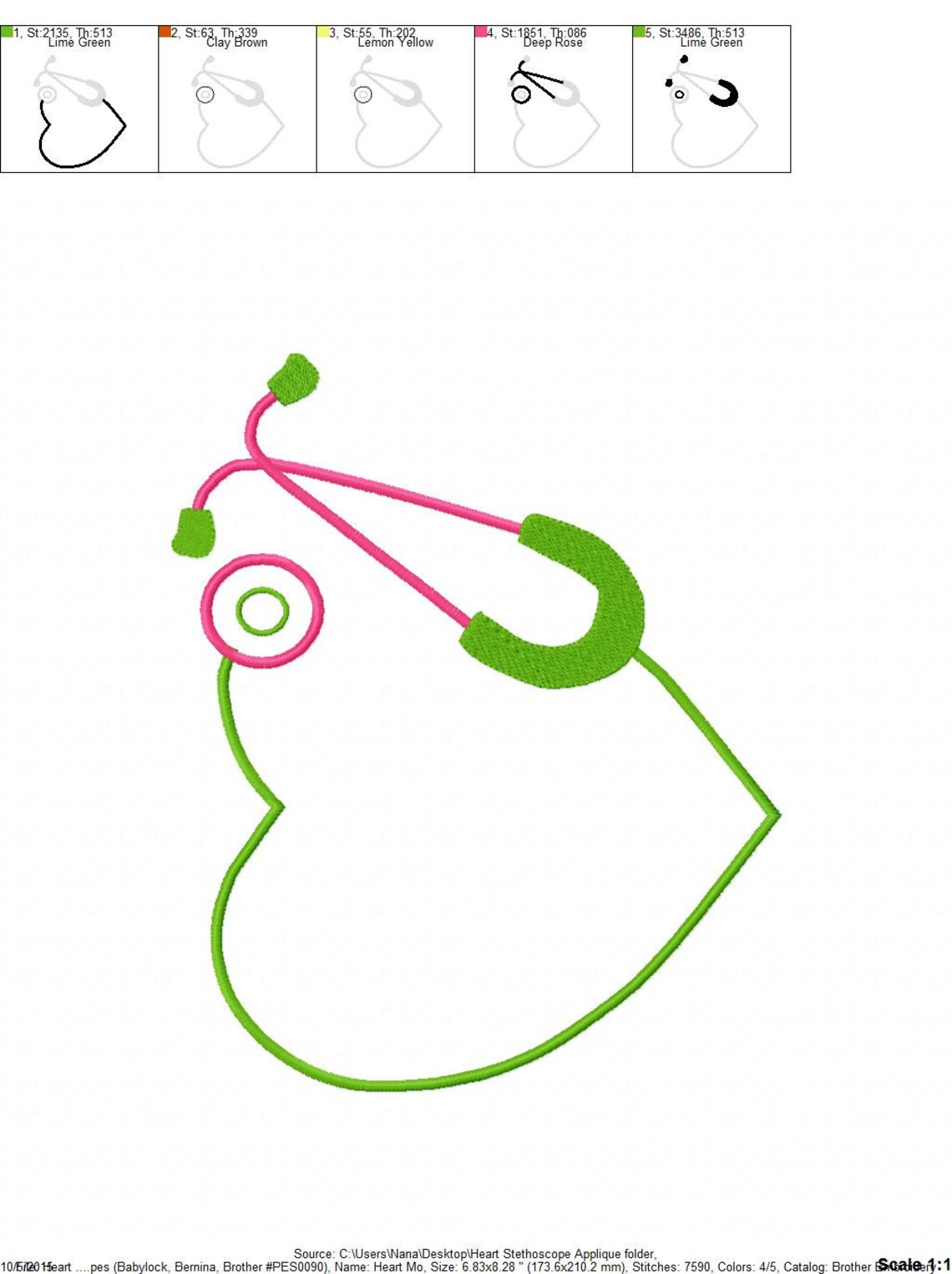 Heart Stethoscope Border for Monogram - Nurse - Medical - 4 Sizes ...