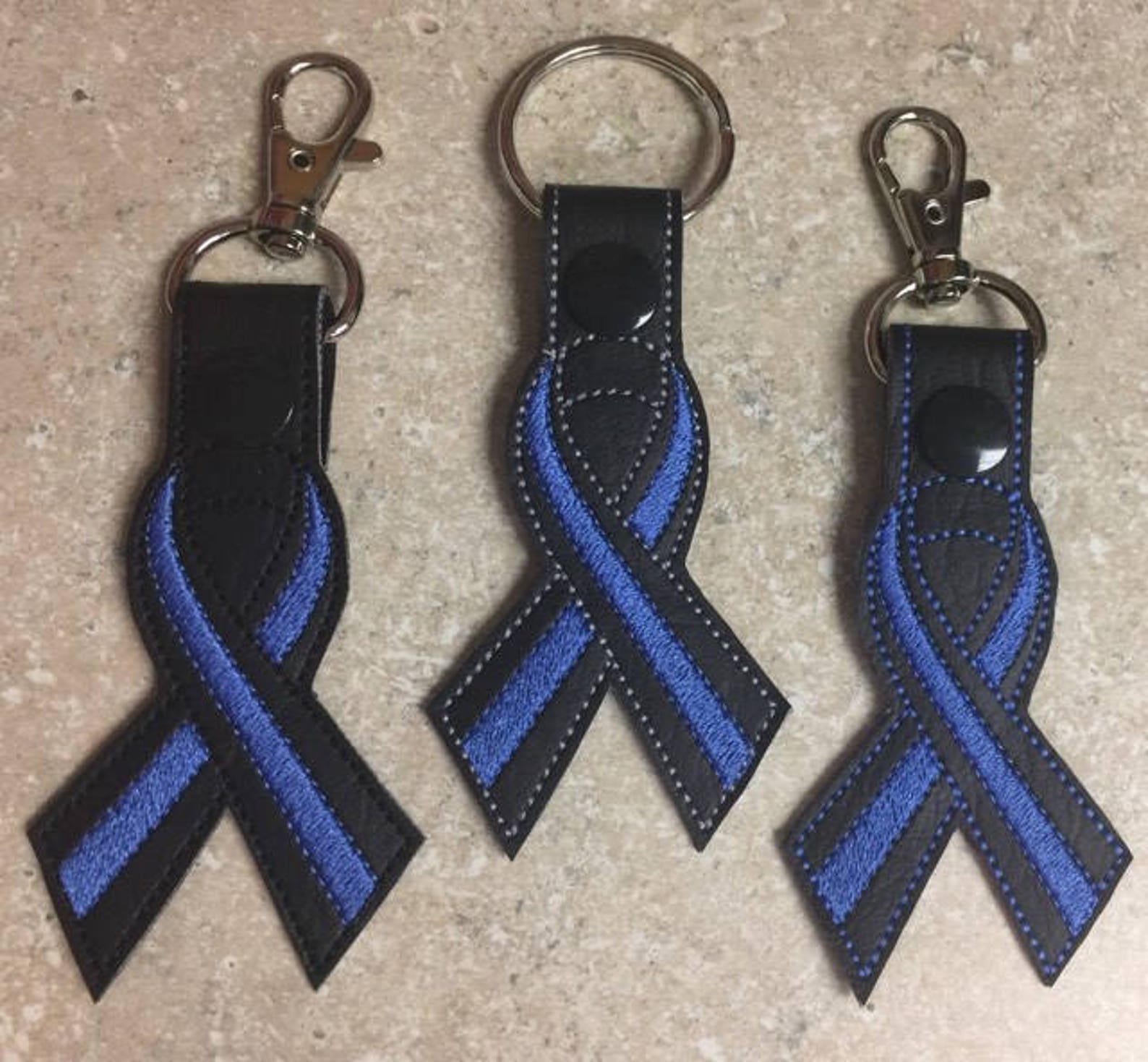 Thin Blue Line Police Support Awareness Ribbon Key Fob - Etsy