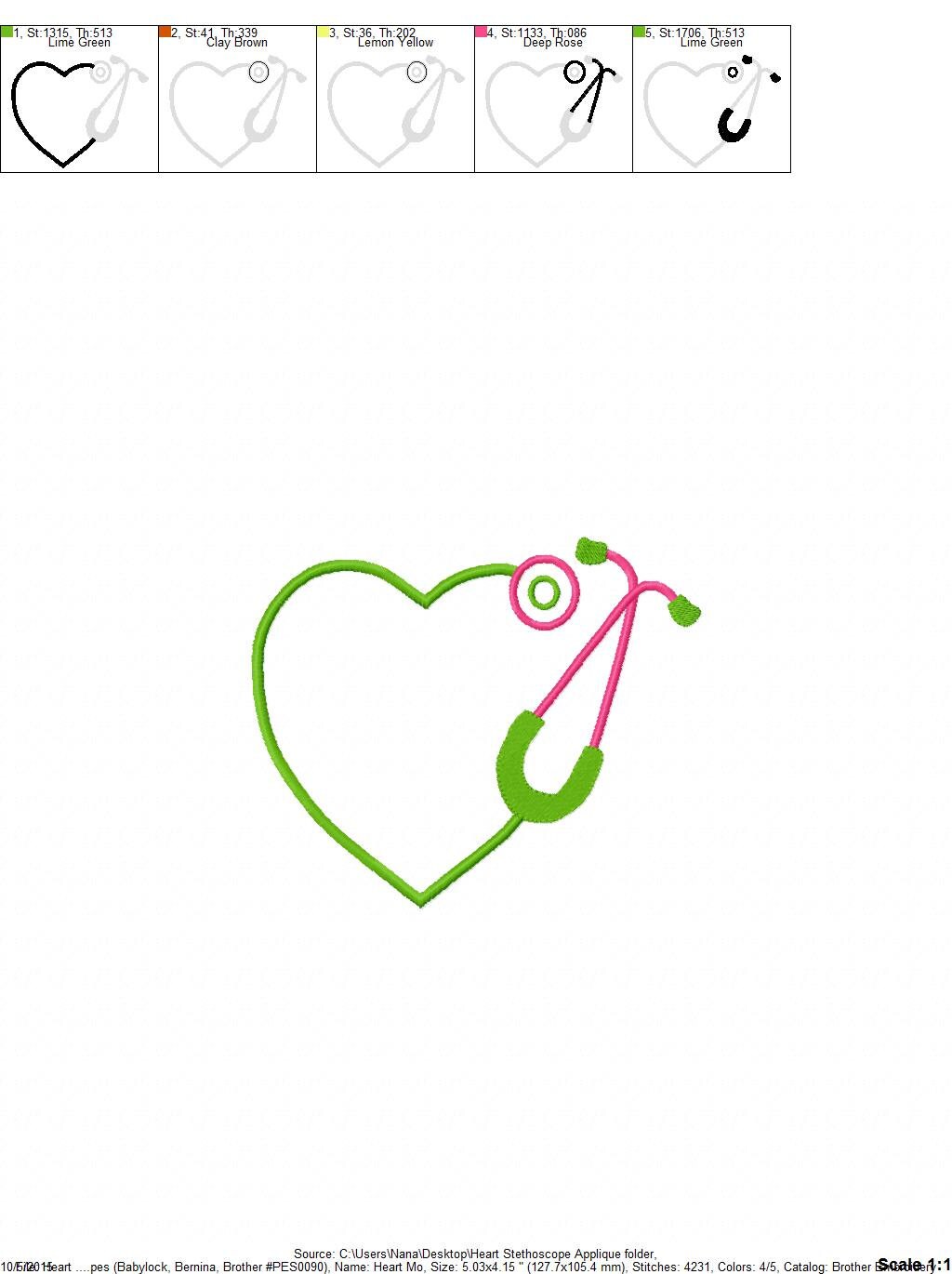 Heart Stethoscope Border for Monogram - Nurse - Medical - 4 Sizes ...