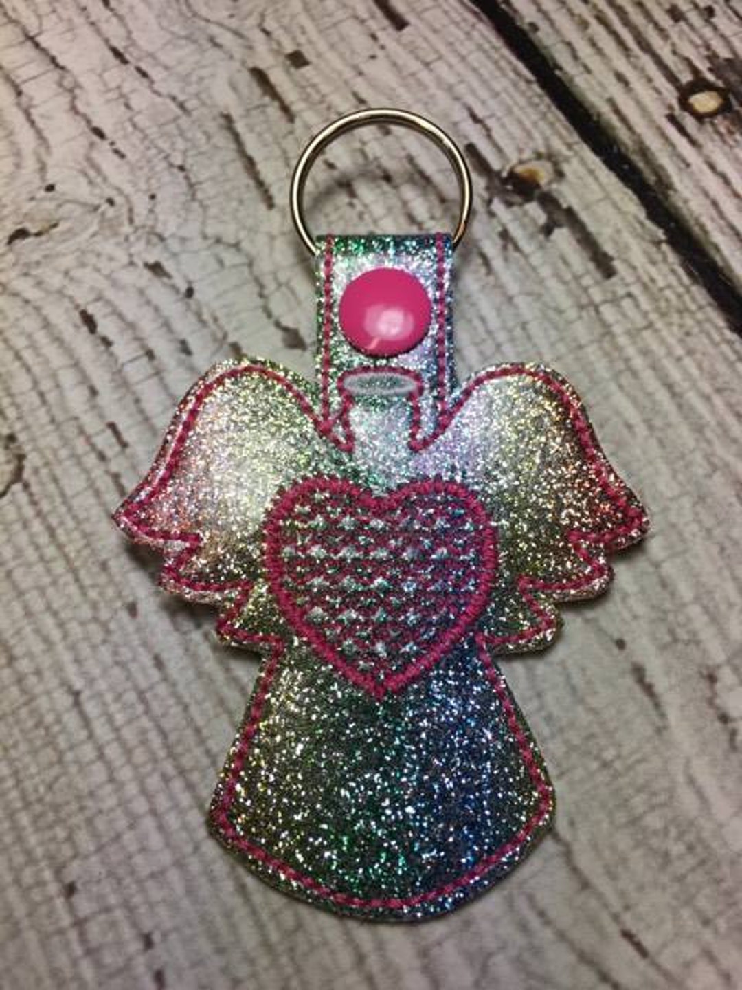 Angel - Heart - Key Fob Design - DIGITAL EMBROIDERY Design - Etsy