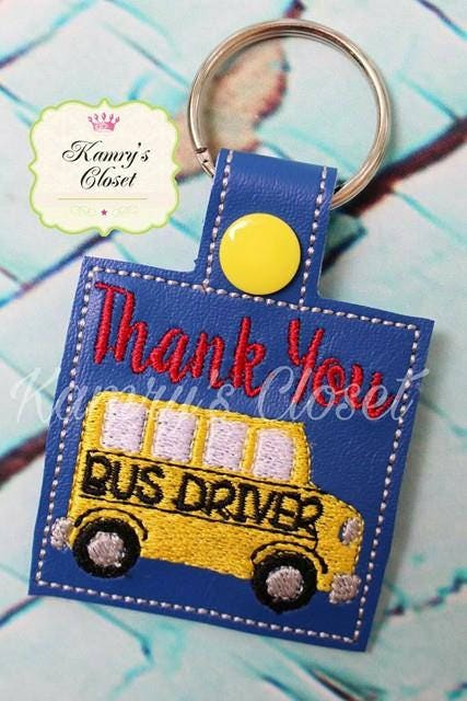 Bus Driver - Bus Aide - Thank You - Key Fob Design - DIGITAL EMBROIDERY ...