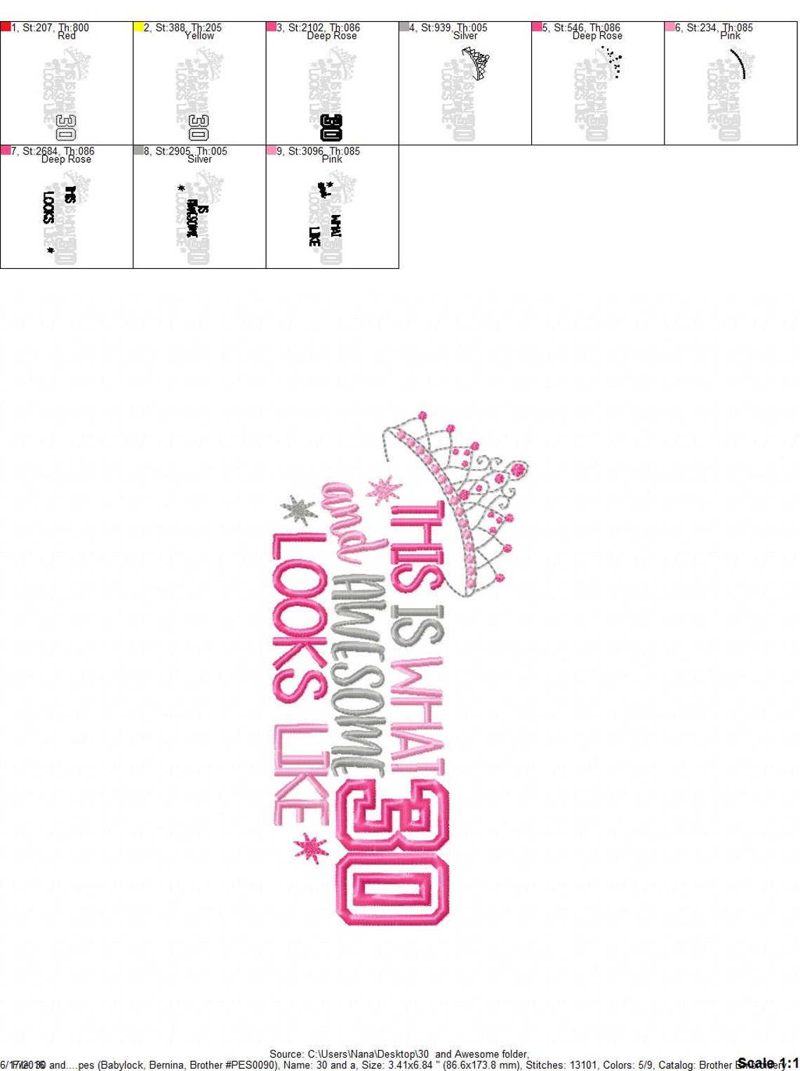 30th Birthday Tiara 30 and Awesome Applique 3 Sizes - Etsy