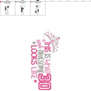 30th Birthday Tiara 30 and Awesome Applique 3 Sizes - Etsy