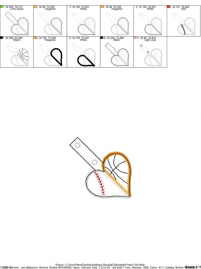 SPLIT Baseball Basketball Appliqued Heart in the Hoop - Etsy