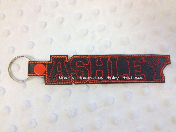 ASHLEY Custom Name in the Hoop Snap/rivet Key Fob | Etsy