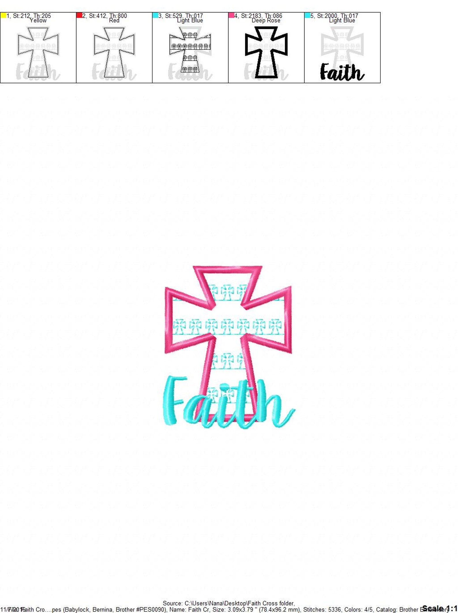 Faith Cross Applique 2 Different Motif Fill Styles - Etsy