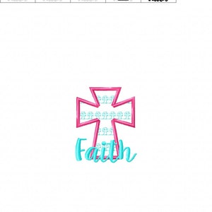 Faith Cross Applique 2 Different Motif Fill Styles DIGITAL Embroidery ...