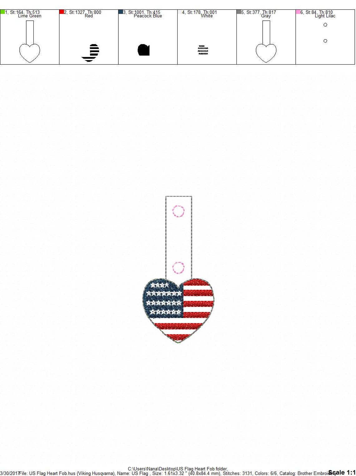 United States - USA - Flag - Key Fob DESIGN- Digital Embroidery Design ...