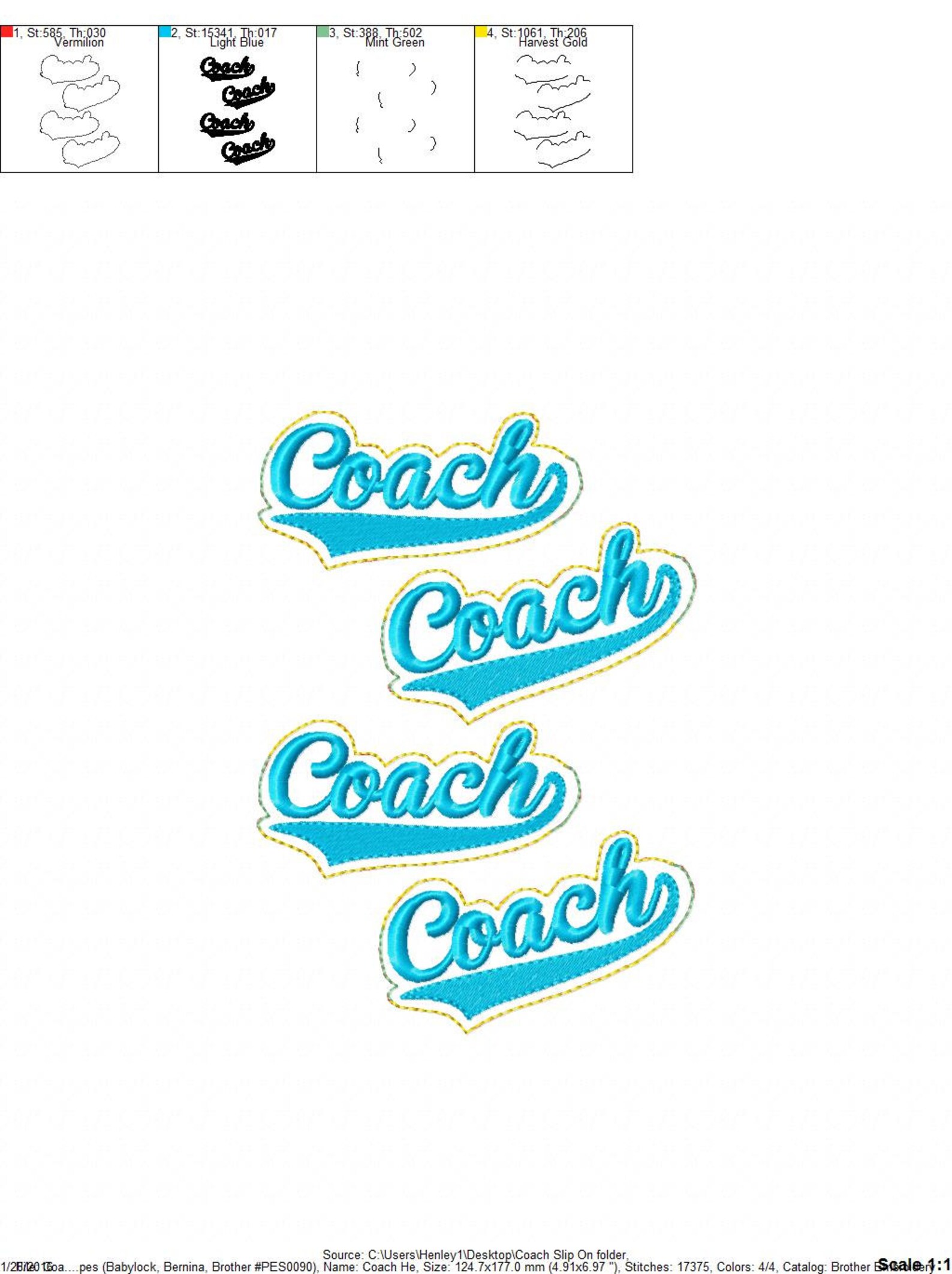 Coach Team Headband Slip on DIGITAL Embroidery DESIGN - Etsy