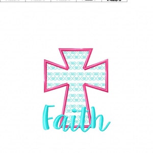 Faith Cross Applique 2 Different Motif Fill Styles DIGITAL Embroidery ...
