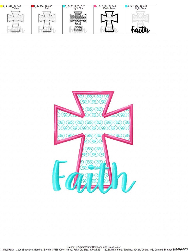Faith Cross Applique 2 Different Motif Fill Styles - Etsy