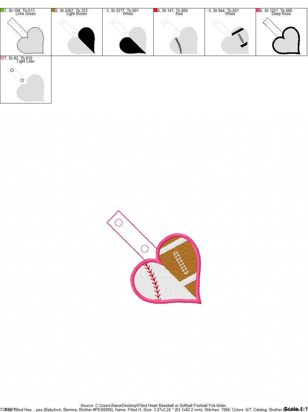 SPLIT Baseball Softball Football Heart in the Hoop | Etsy