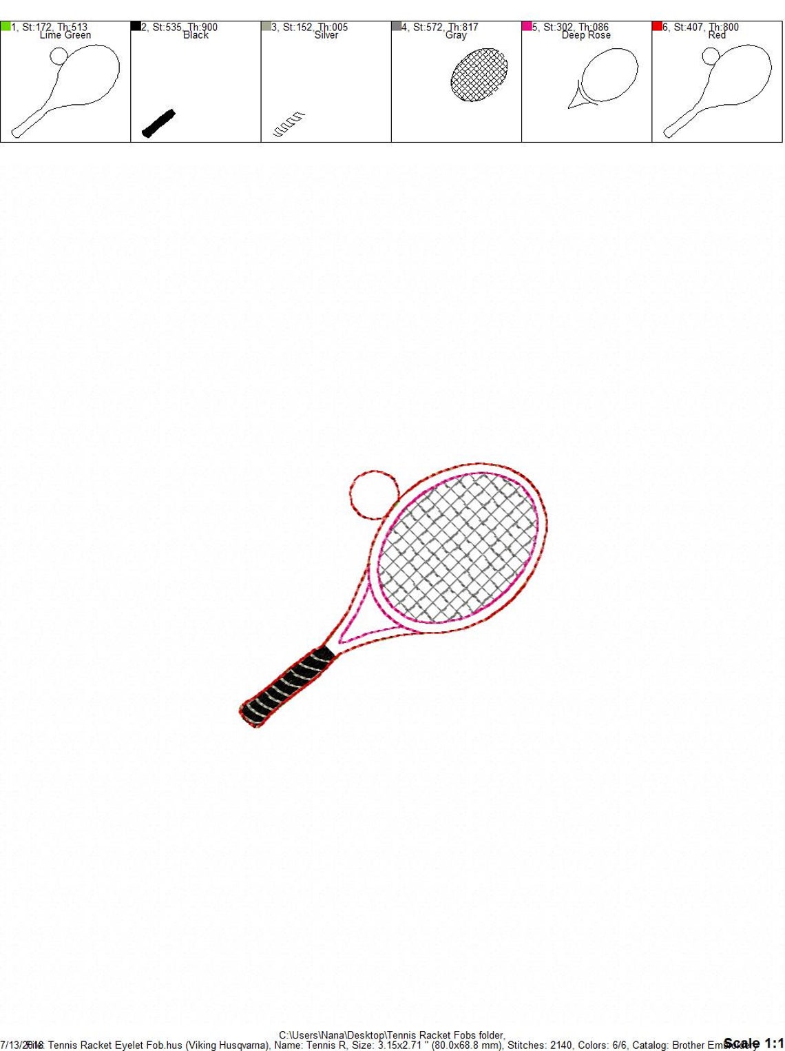 Tennis Racket in the Hoop 2 Style Fobs DIGITAL - Etsy
