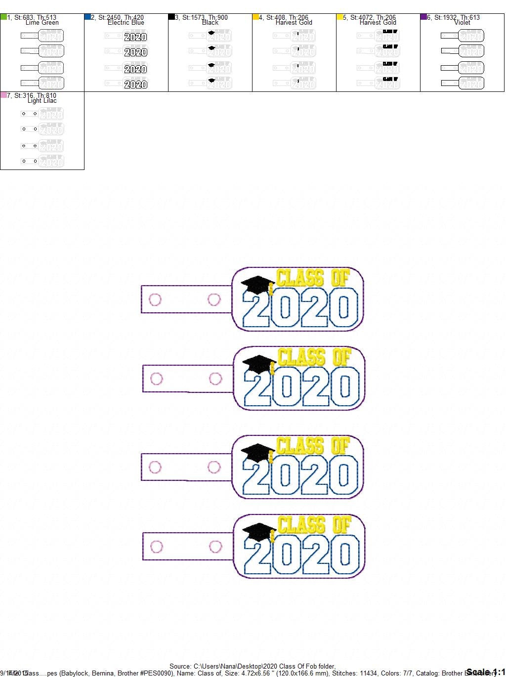 Class of 2020 Graduation SNAP Key Fob in the Hoop DIGITAL | Etsy