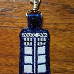 Police Call Box - Phone Booth - Snap Tab - Key Fob - Embroidery Design ...