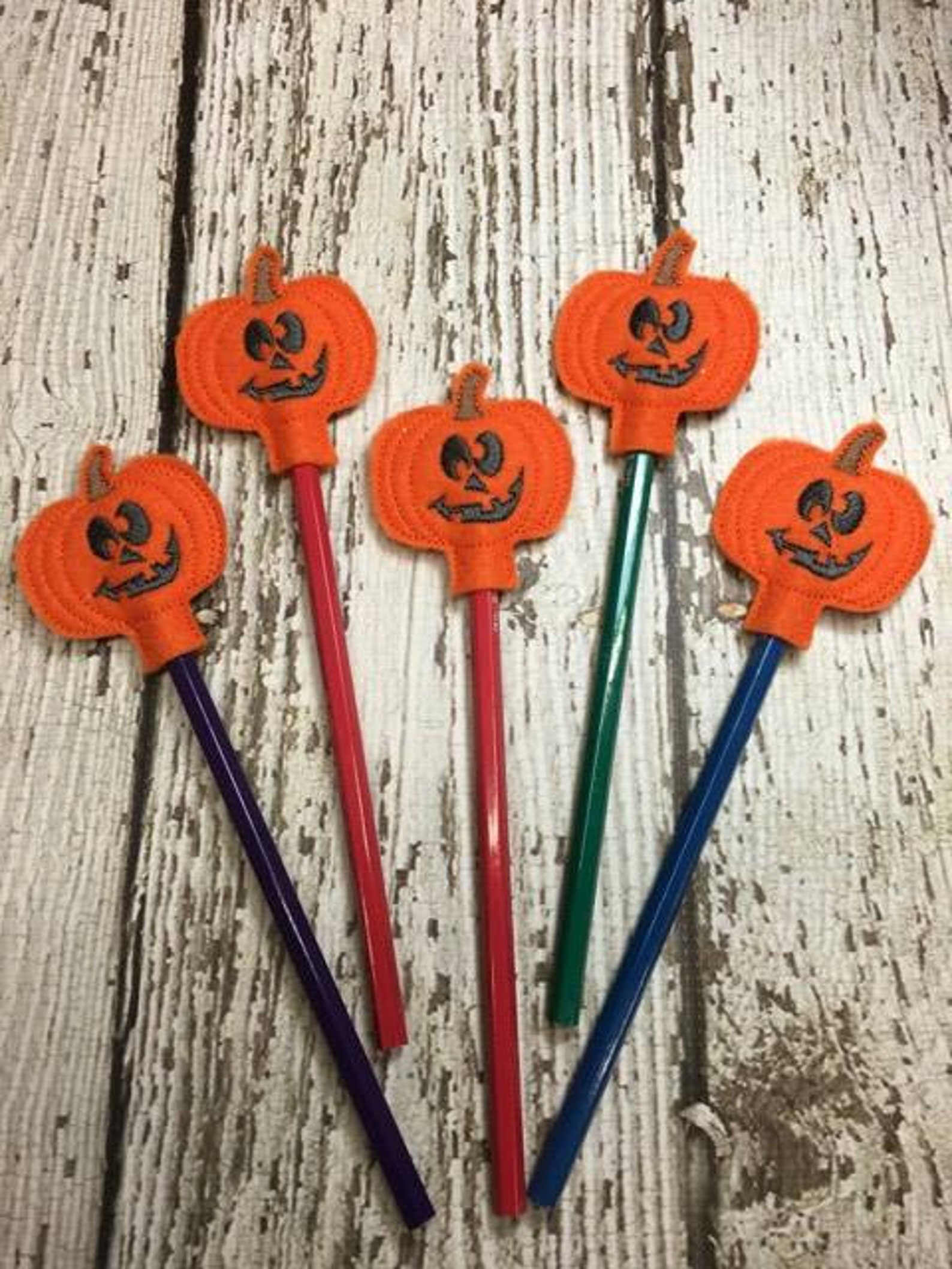Jack O Lantern Halloween Pencil Toppers in the Hoop - Etsy