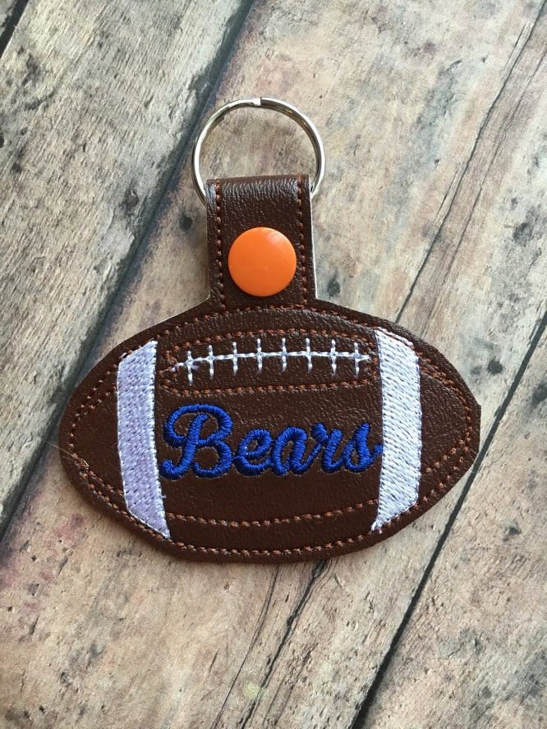 Bears Football - in the Hoop - Snap/rivet Key Fob - DIGITAL Embroidery ...