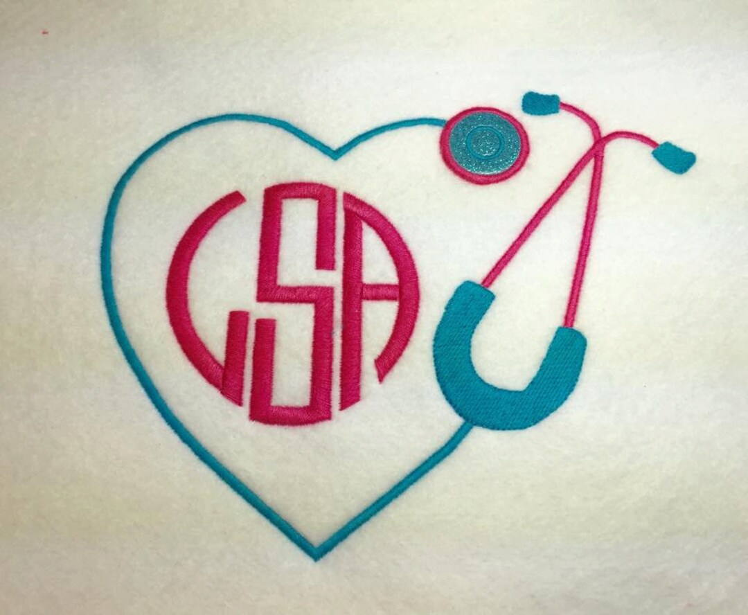 Heart Stethoscope Border for Monogram - Nurse - Medical - 4 Sizes ...