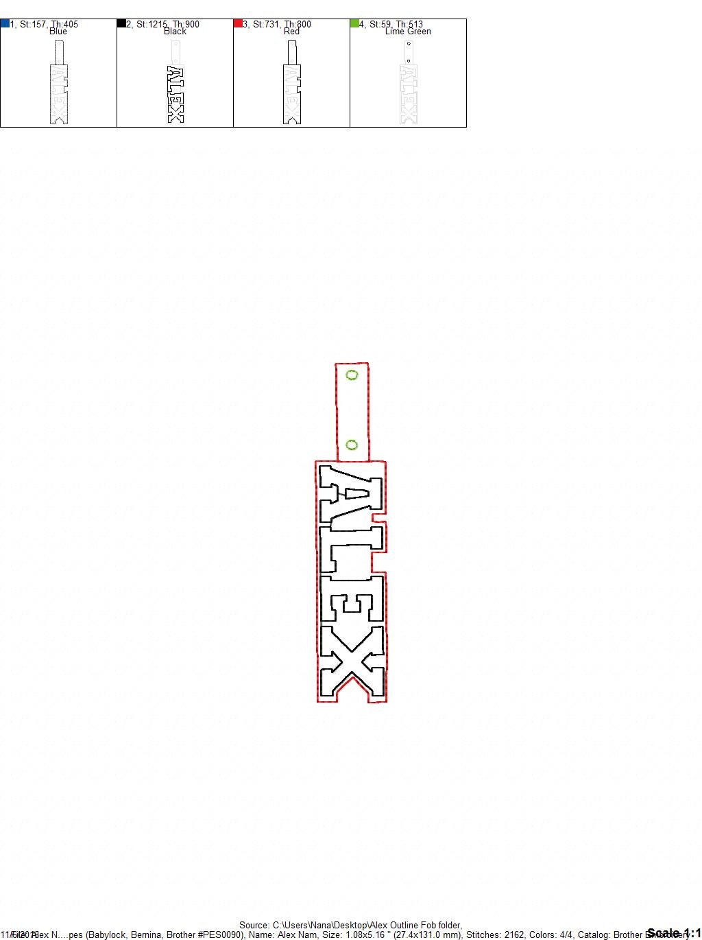 ALEX Custom Name in the Hoop Snap/rivet Key Fob DIGITAL | Etsy