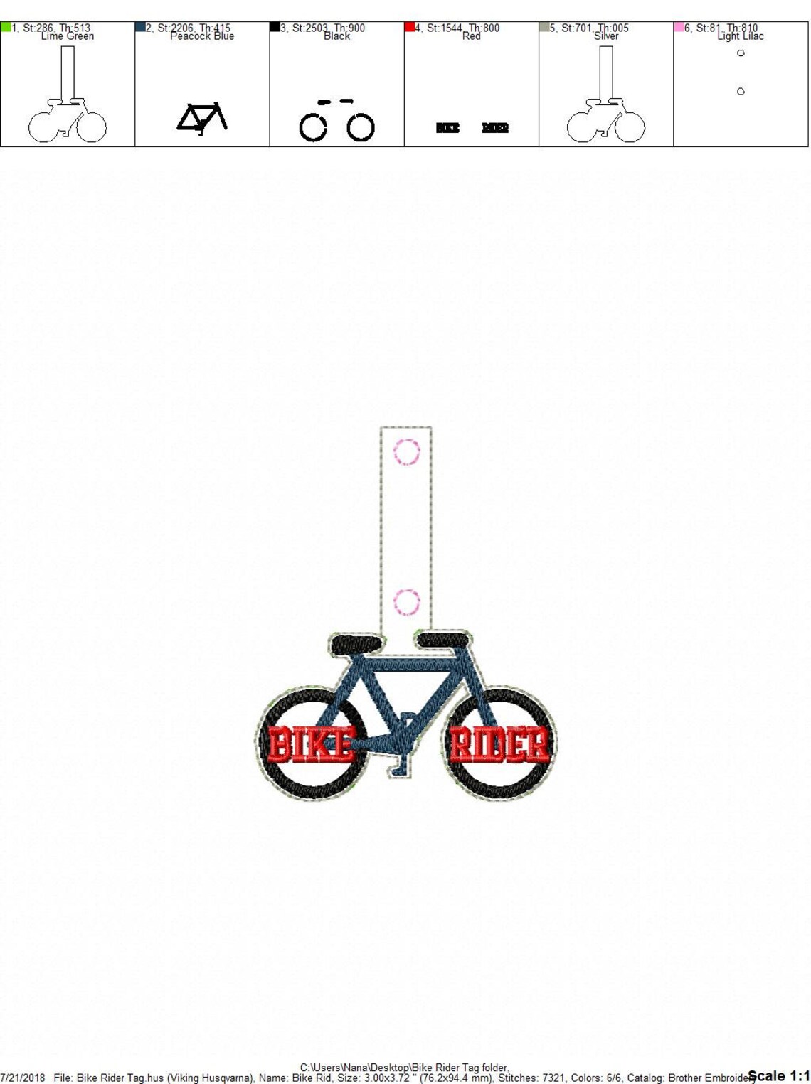 Bike Rider Bicycle BAG TAG Digital Embroidery Design - Etsy