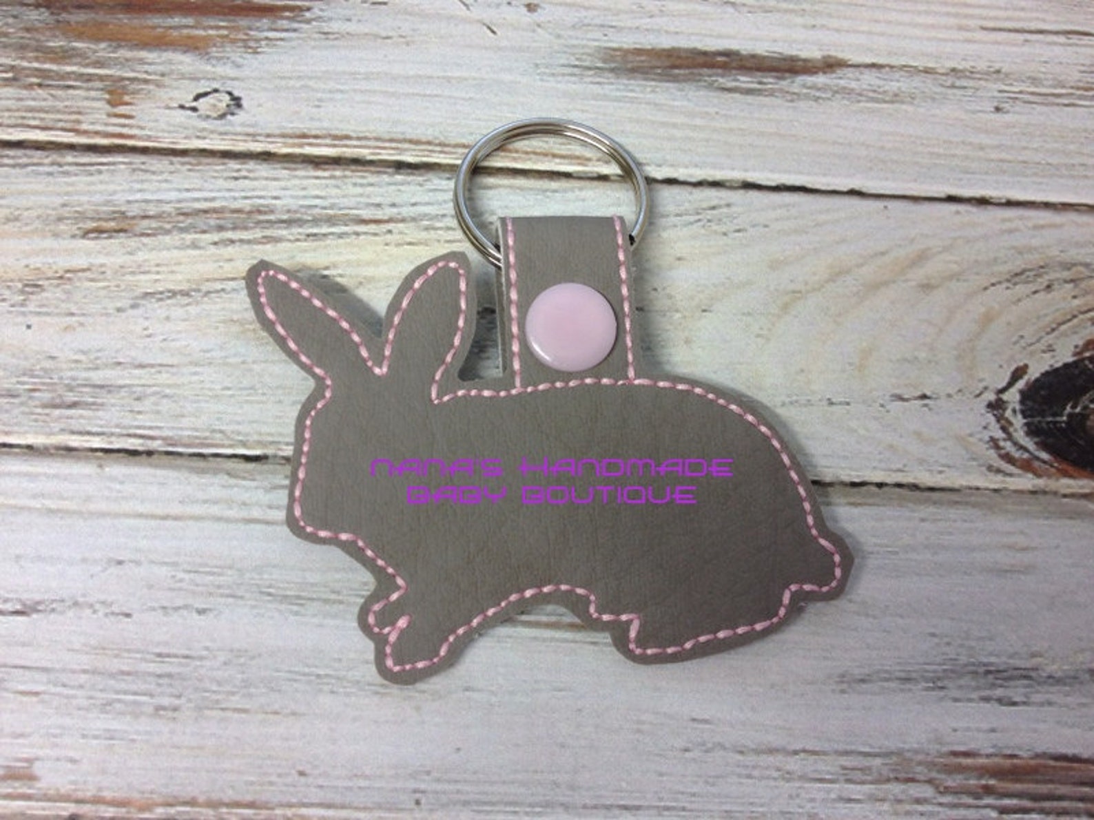 BUNNY RABBIT Bunnies in the Hoop Snap/rivet Key Fob | Etsy