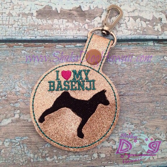 I Love My BASENJI in the Hoop Snap/rivet Key Fob DIGITAL | Etsy