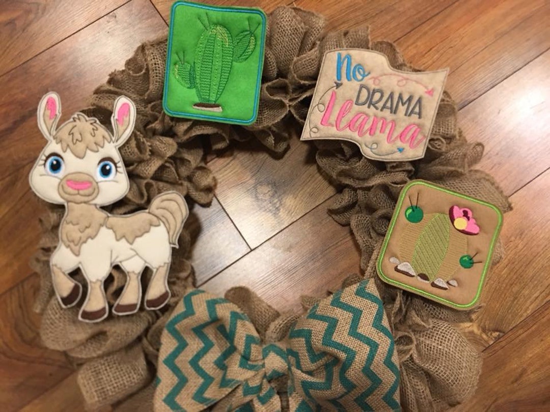 LARGE No Drama Llama Llama Cactus Wreath Set 4 X 4, 5 X 7, 6 X 10 and 8 ...