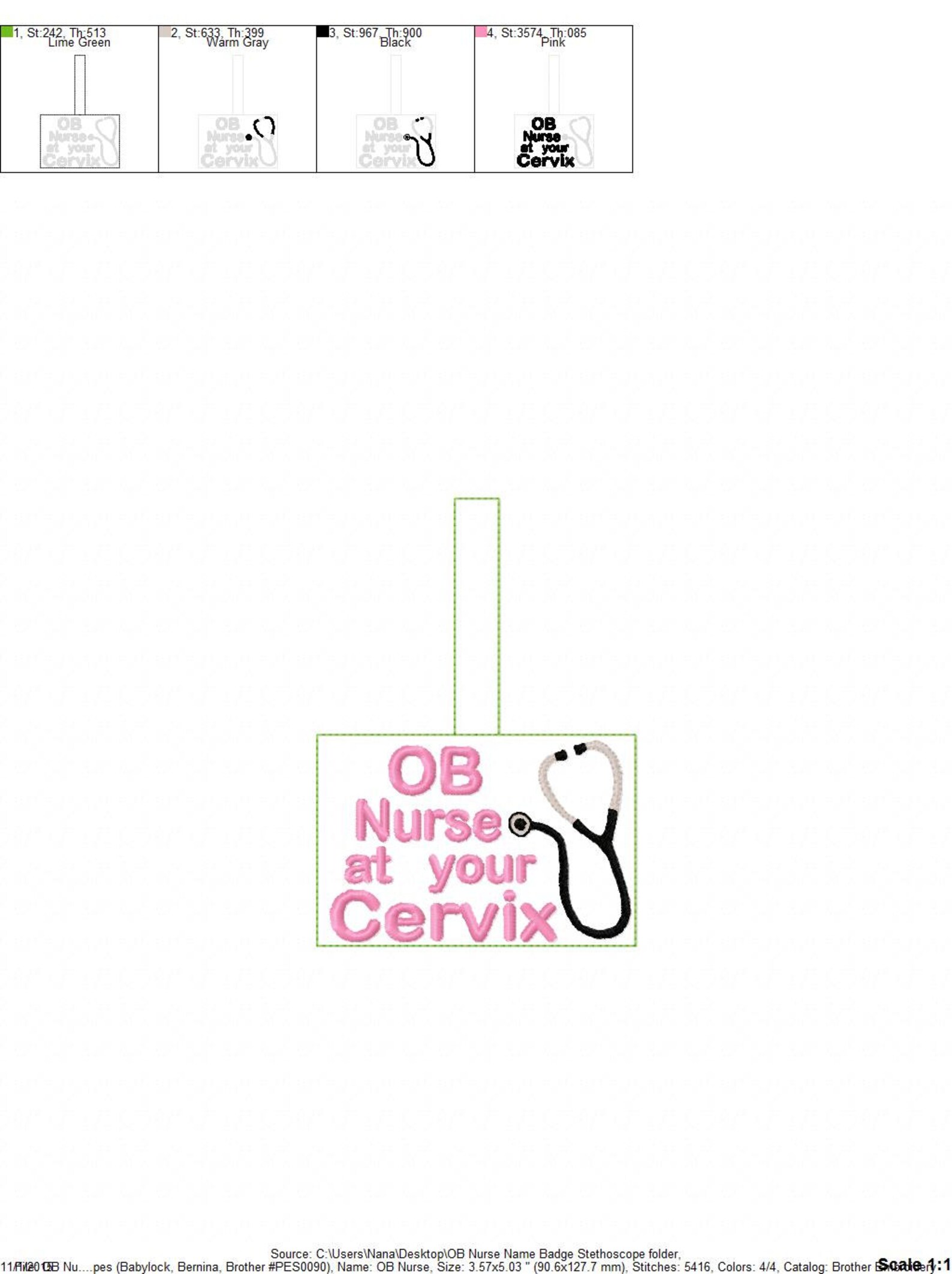 OB Nurse Stethoscope - Nurse ID Badge - 5 X 7 Only - Stethoscope Tab ...