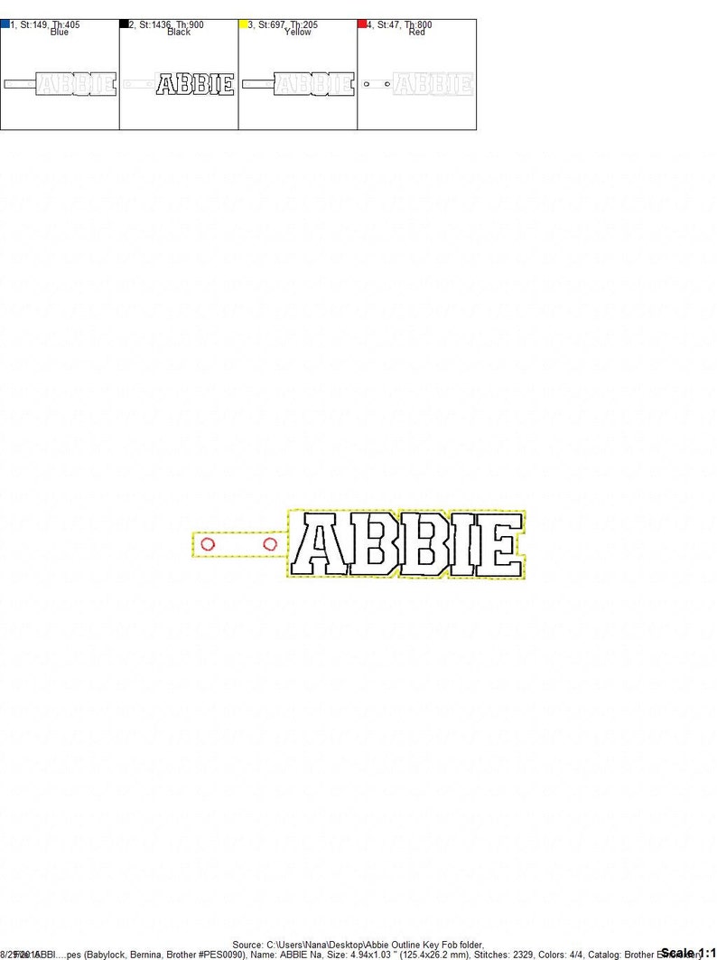 ABBIE Custom Name - in the Hoop - Snap/rivet Key Fob - DIGITAL ...