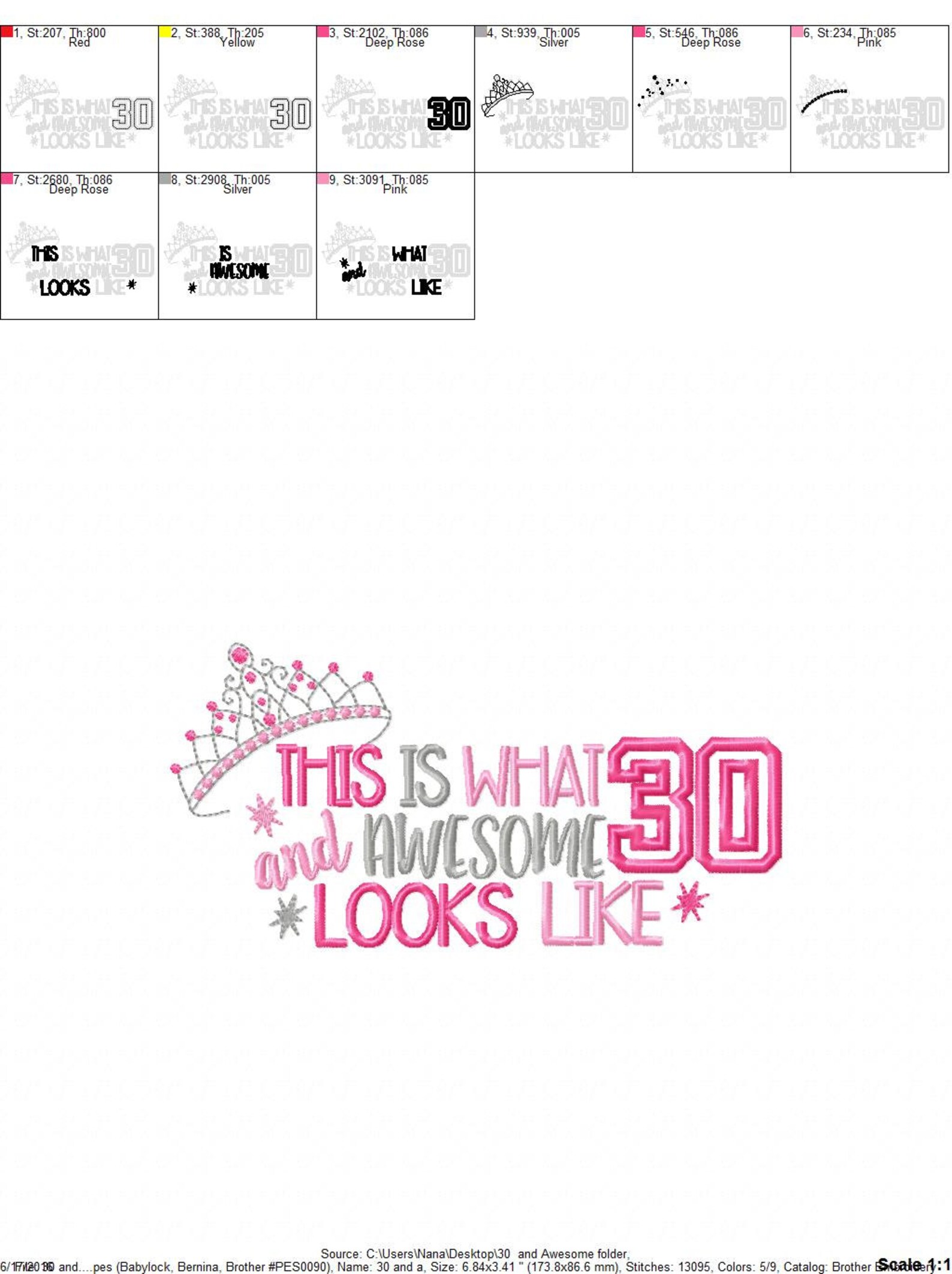 30th Birthday Tiara 30 and Awesome Applique 3 Sizes - Etsy