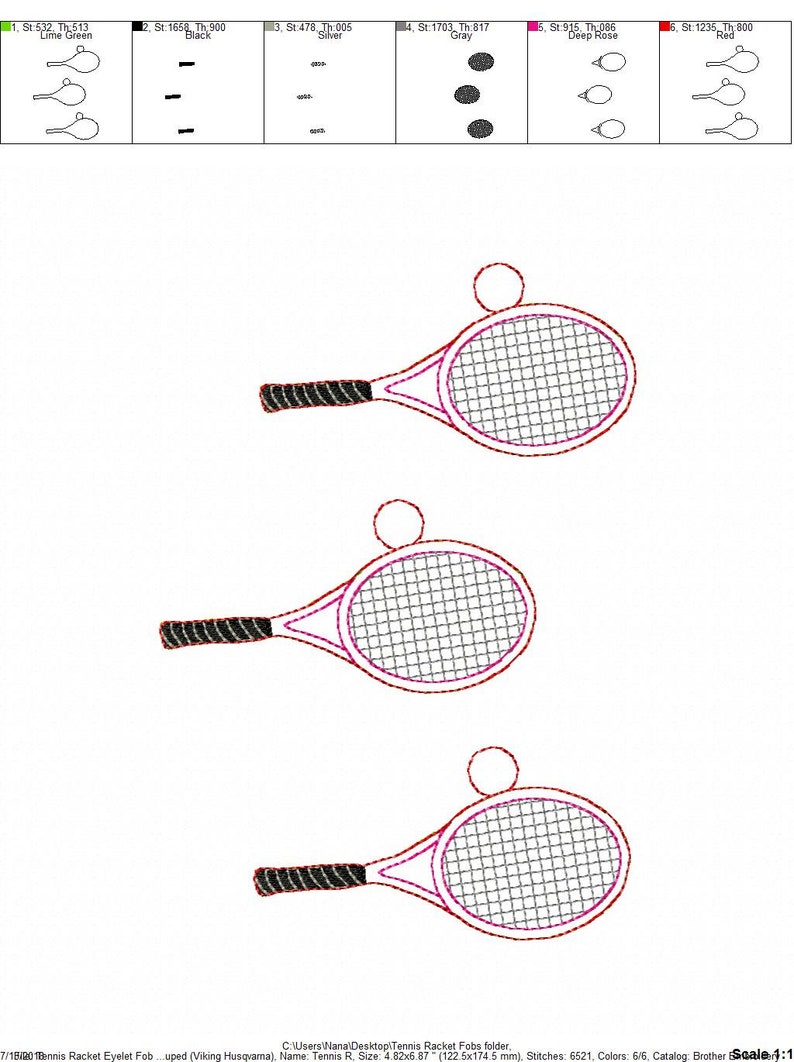 Tennis Racket in the Hoop 2 Style Fobs DIGITAL - Etsy
