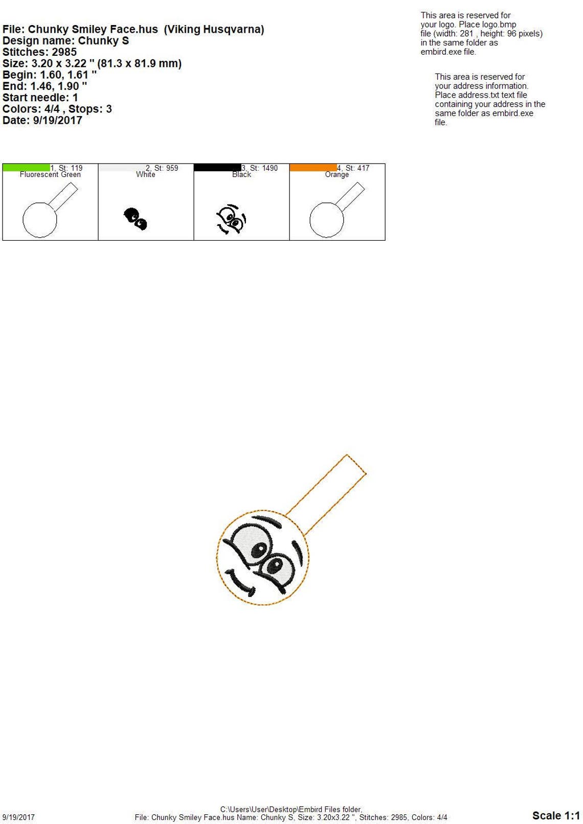 Chunky Smiley Face Fob - Snap/rivet Key Fob - DIGITAL Embroidery Design ...