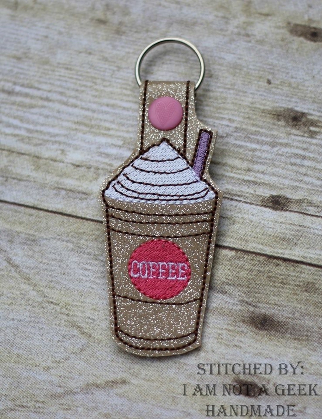Coffee Frap Java Key Fob in the Hoop Snap/rivet Key - Etsy