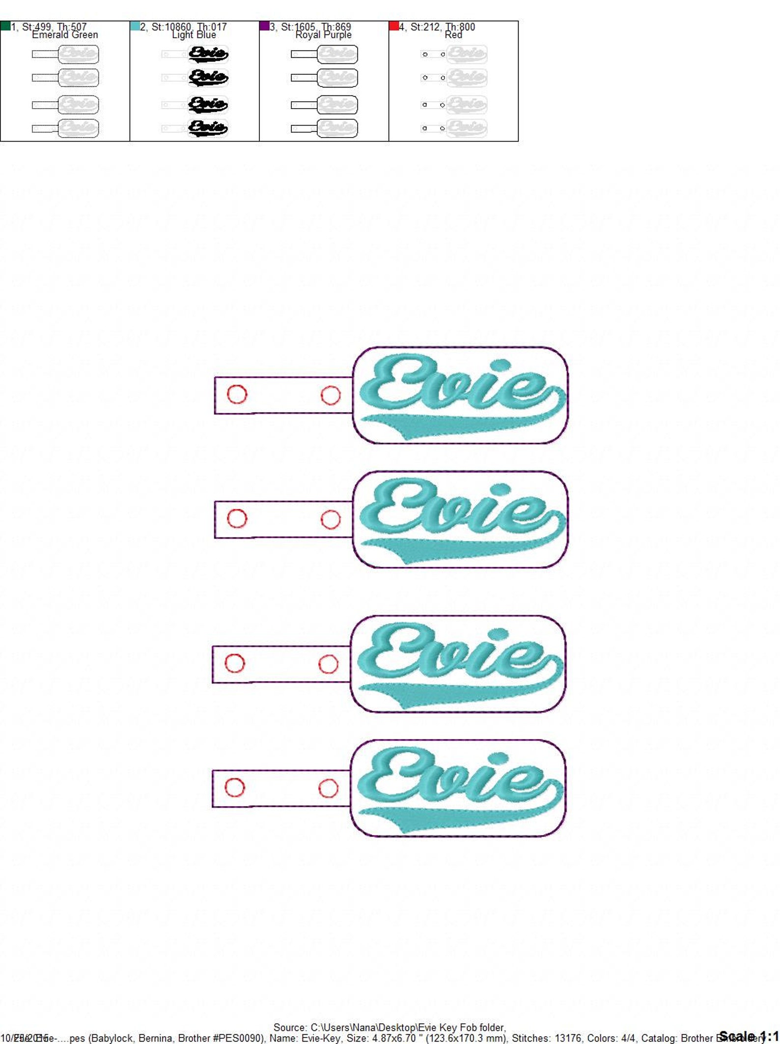 Evie Name Fob in the Hoop Snap/rivet Key Fob DIGITAL - Etsy