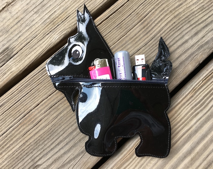 Handmade Scotty Scottie Dog Rust Red Wristlet Zipper Purse Pouch Bag ...