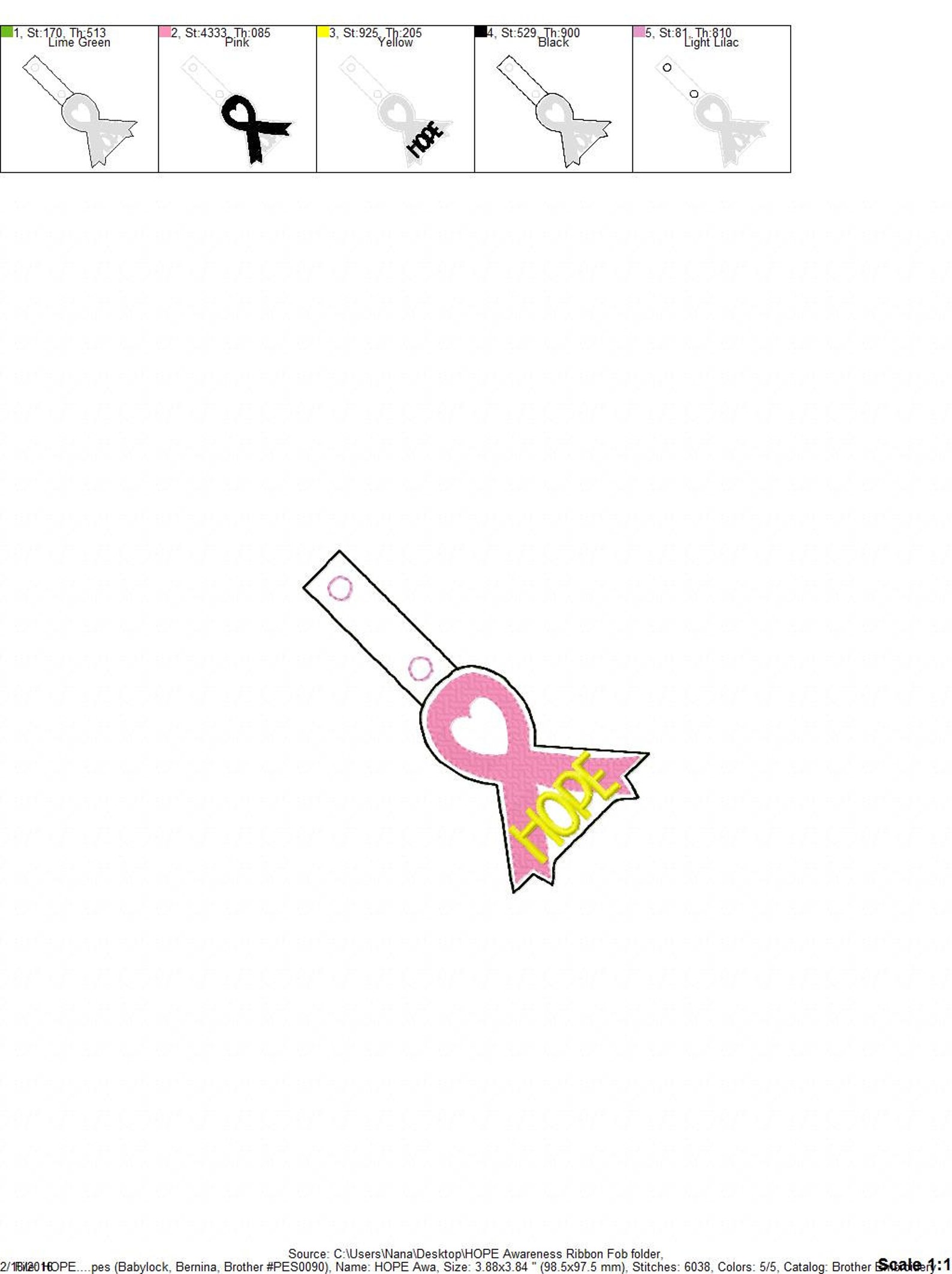 HOPE Awareness Ribbon Heart Key Fob Design DIGITAL - Etsy