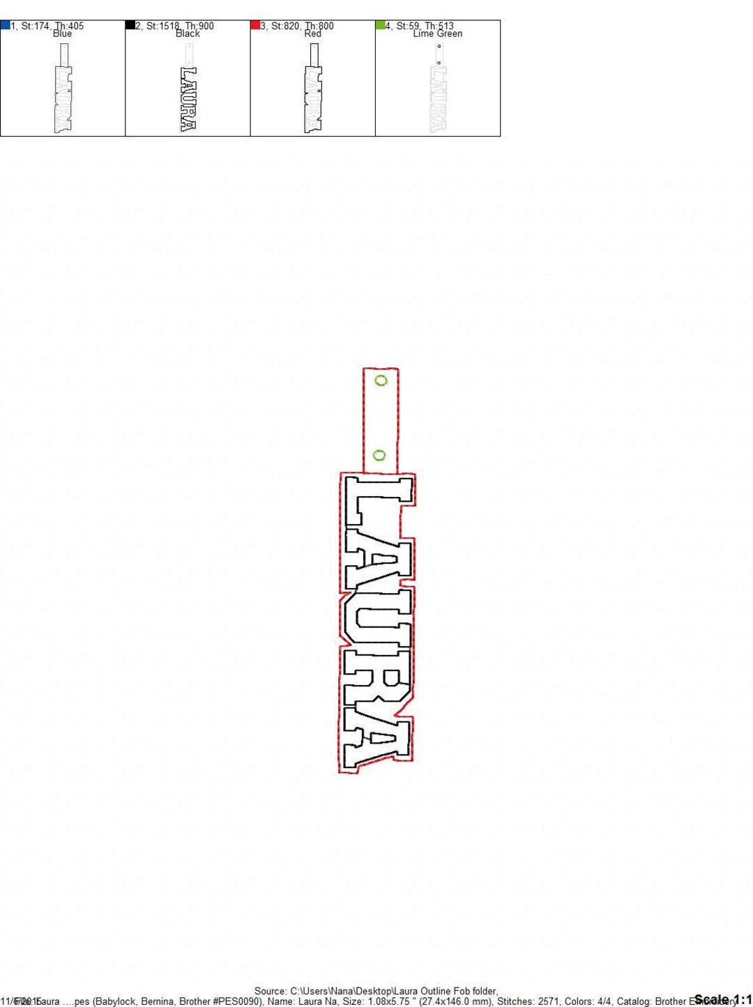 Laura Custom Name in the Hoop Snap/rivet Key Fob DIGITAL - Etsy