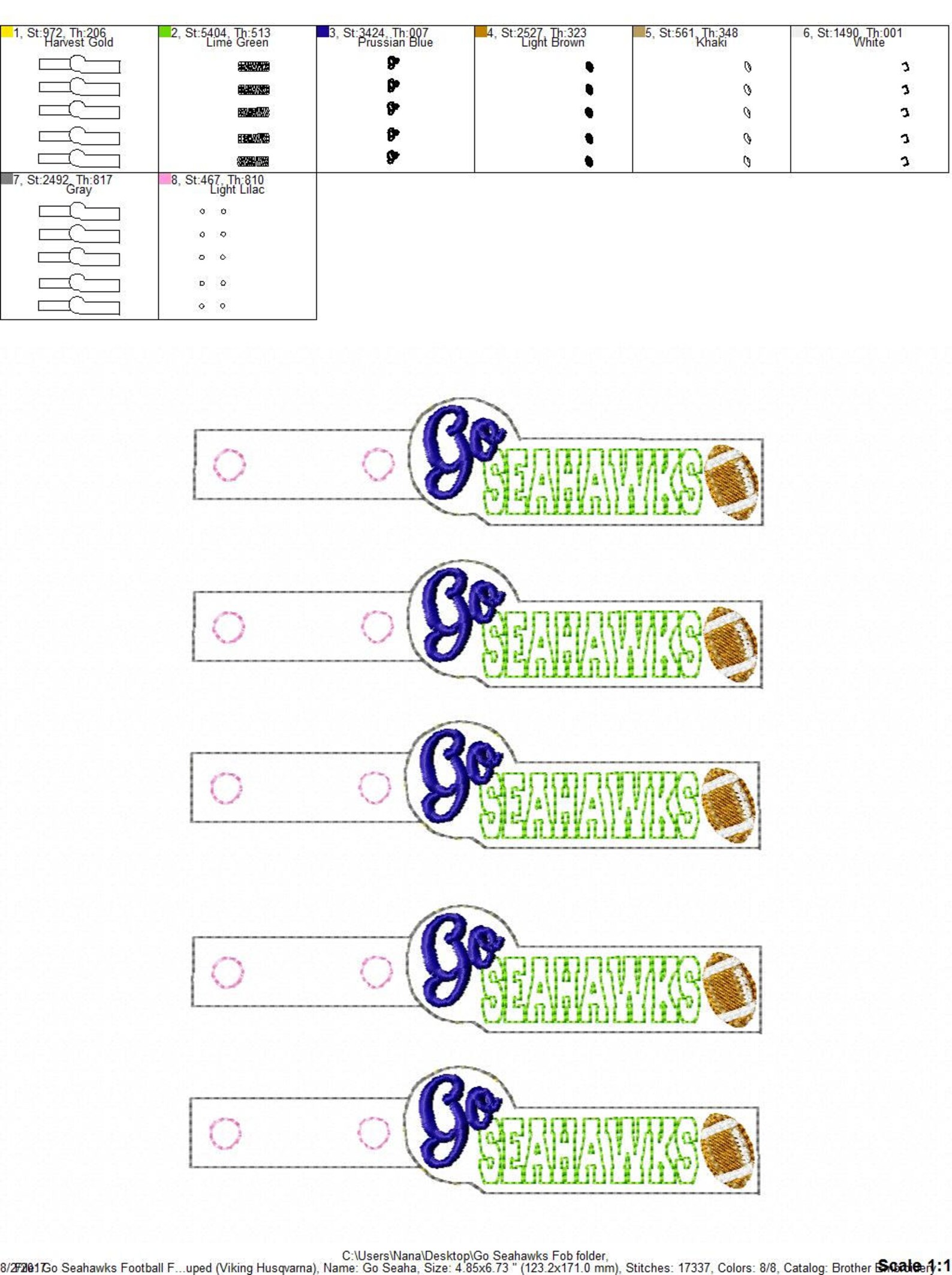 Go Seahawks Football Key Fob in the Hoop DIGITAL - Etsy