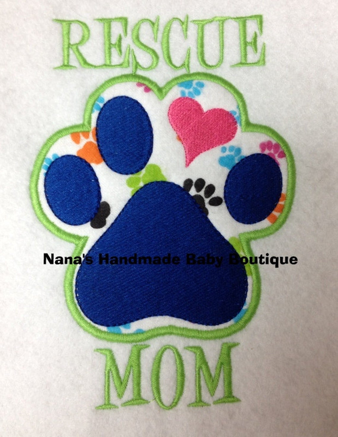 RESCUE MOM Paw Print Applique DIGITAL Embroidery Design - Etsy