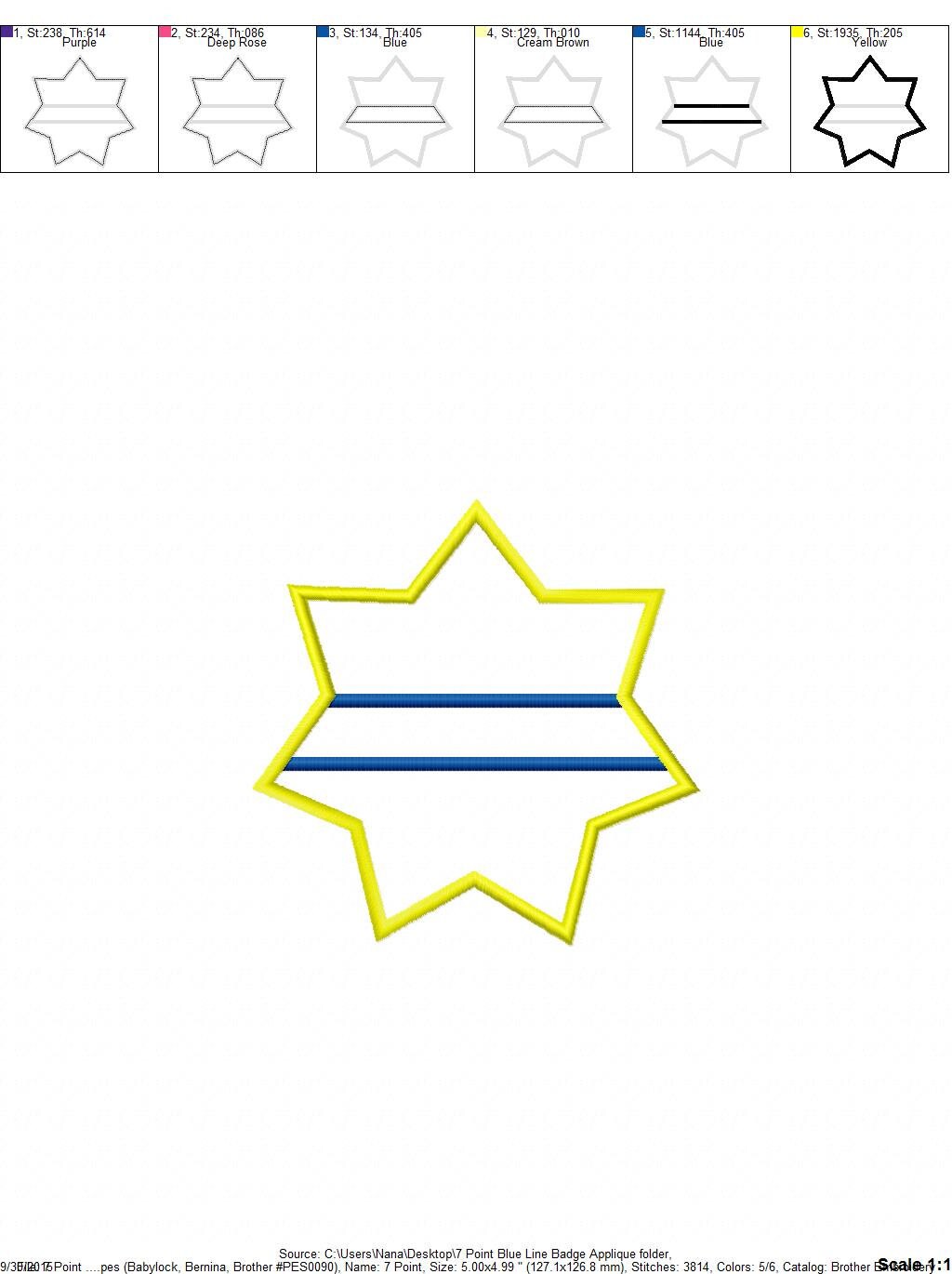 7 Point Sheriff - Deputy - Highway Patrol - Badge - Police - Applique ...