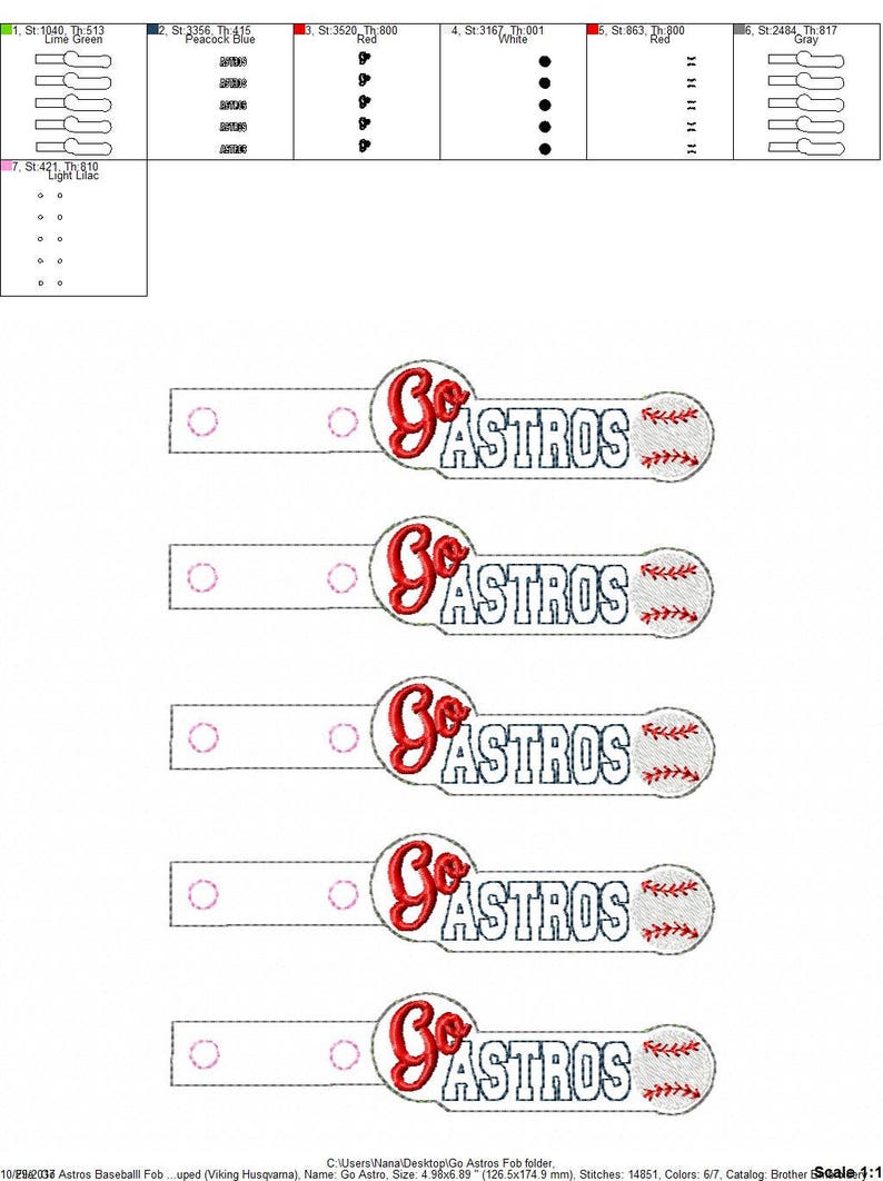 Go Astros - Baseball - Key Fob in the Hoop - DIGITAL Embroidery DESIGN ...