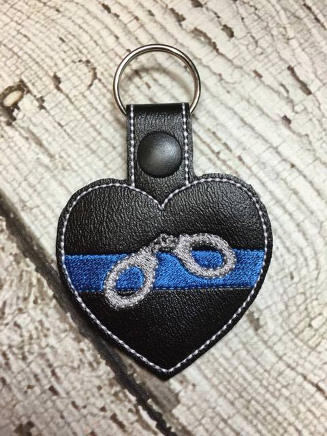 Handcuffs Blue Line Heart Police Law Enforcement Snap Tab Fob DIGITAL ...