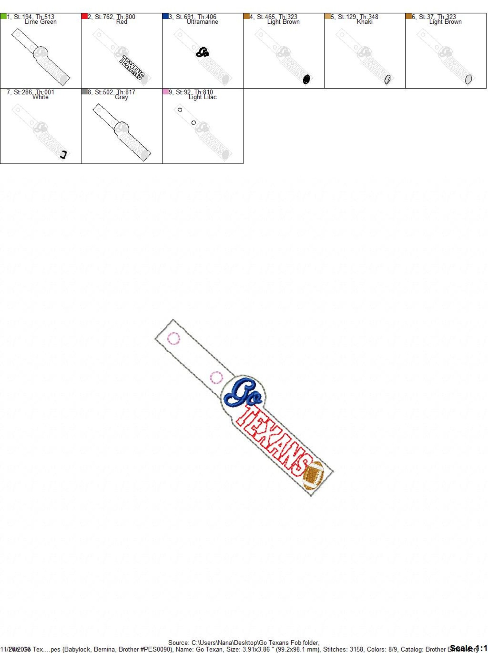 Go Texans Football Key Fob in the Hoop DIGITAL - Etsy