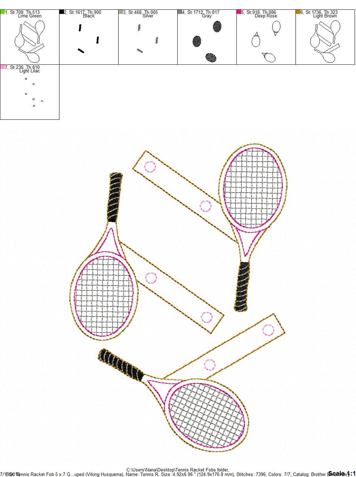 Tennis Racket - in the Hoop - 2 Style Fobs - DIGITAL Embroidery Design ...