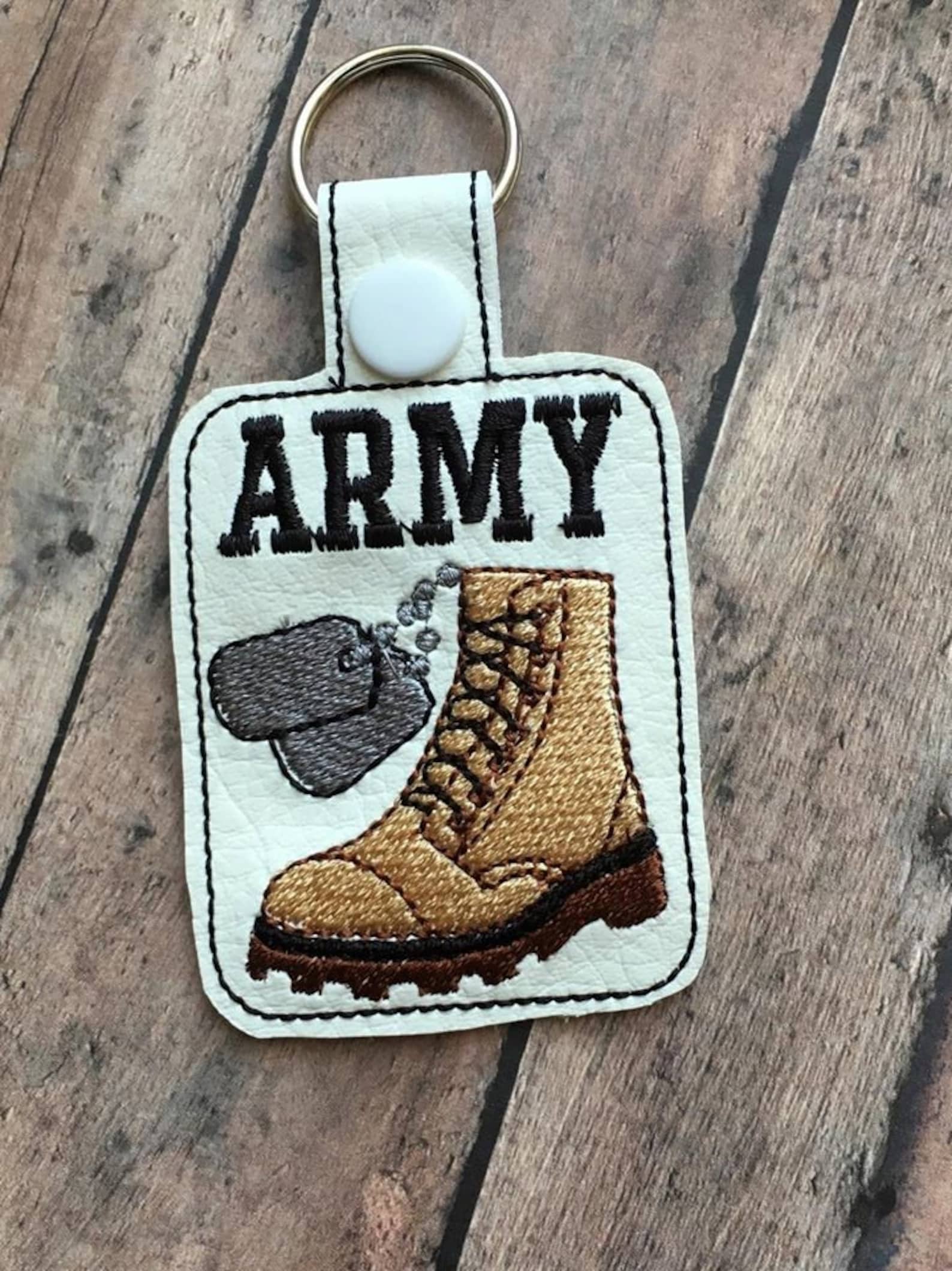 ARMY - Combat Boot - Dog Tags - Key Fob Design - DIGITAL EMBROIDERY ...